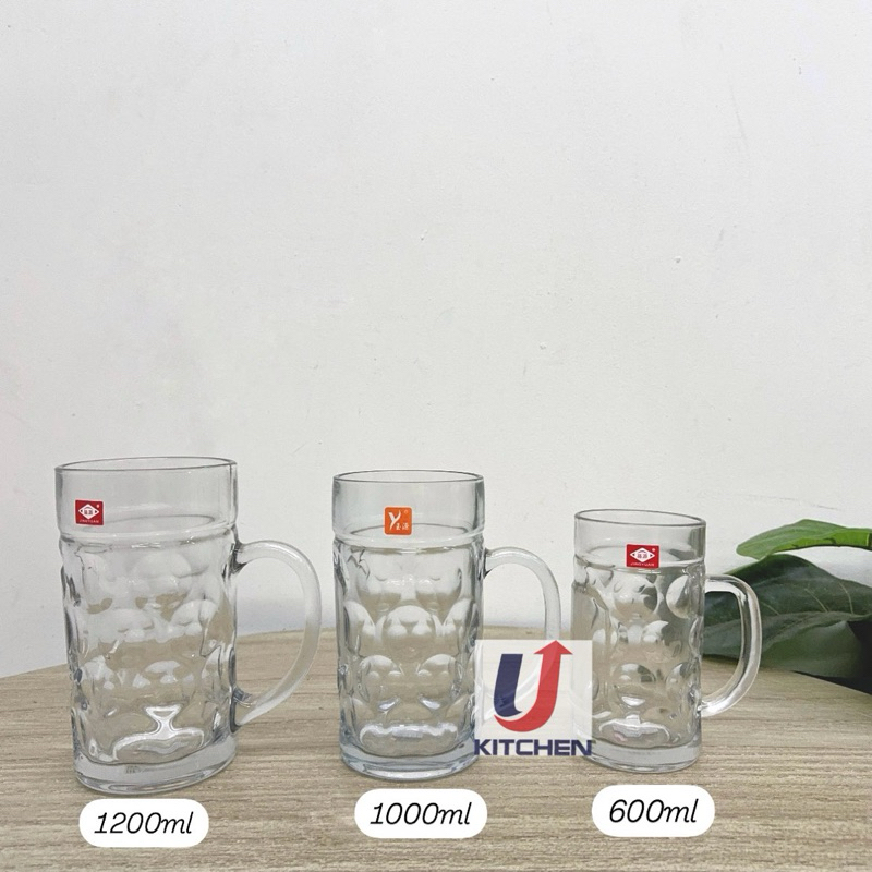 Transparent Big Glass Mug Cup 600ml 1000ml 1200ml / Big Glass Beer Mug ...