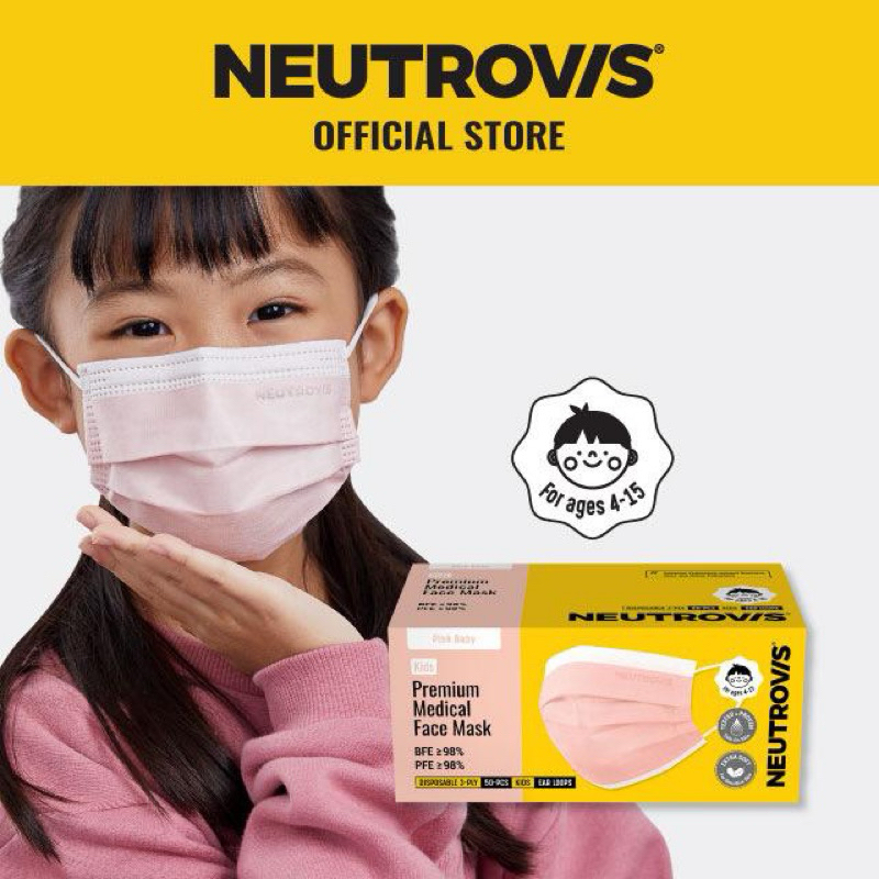 Neutrovis 3-Ply Kids Premium Medical Face Mask 50s - Pink Baby (KIDS ...