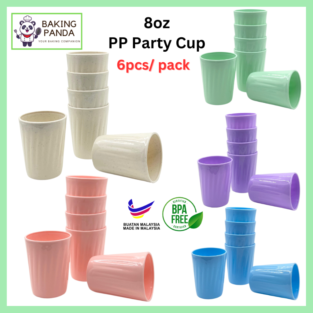 6pcs 8oz PP Reusable Plastic Cup / Plastik Cawan/ Party Cup/ Kenduri ...