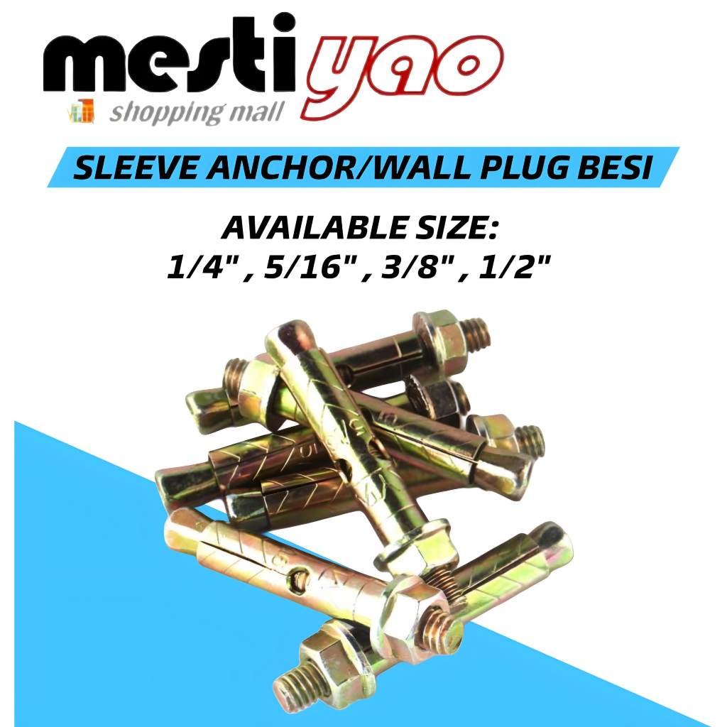(1PCS) SLEEVE ANCHOR/WALL PLUG BESI/METAL WALL PLUG/BESI SKRU DINDING ...