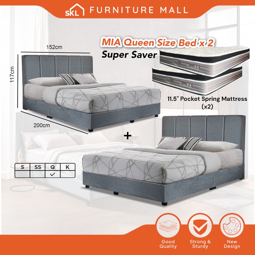 🔥2 SETS BUNDLE🔥SKL 3IN1 BEDROOM SET_MIA COMBO QUEEN Divan Set / Set ...