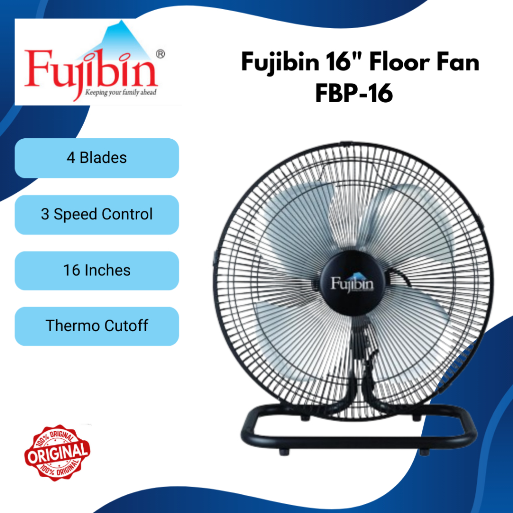 Original Fujibin Industrial Floor Fan - Aluminium Fan Blade, Silver (16 ...