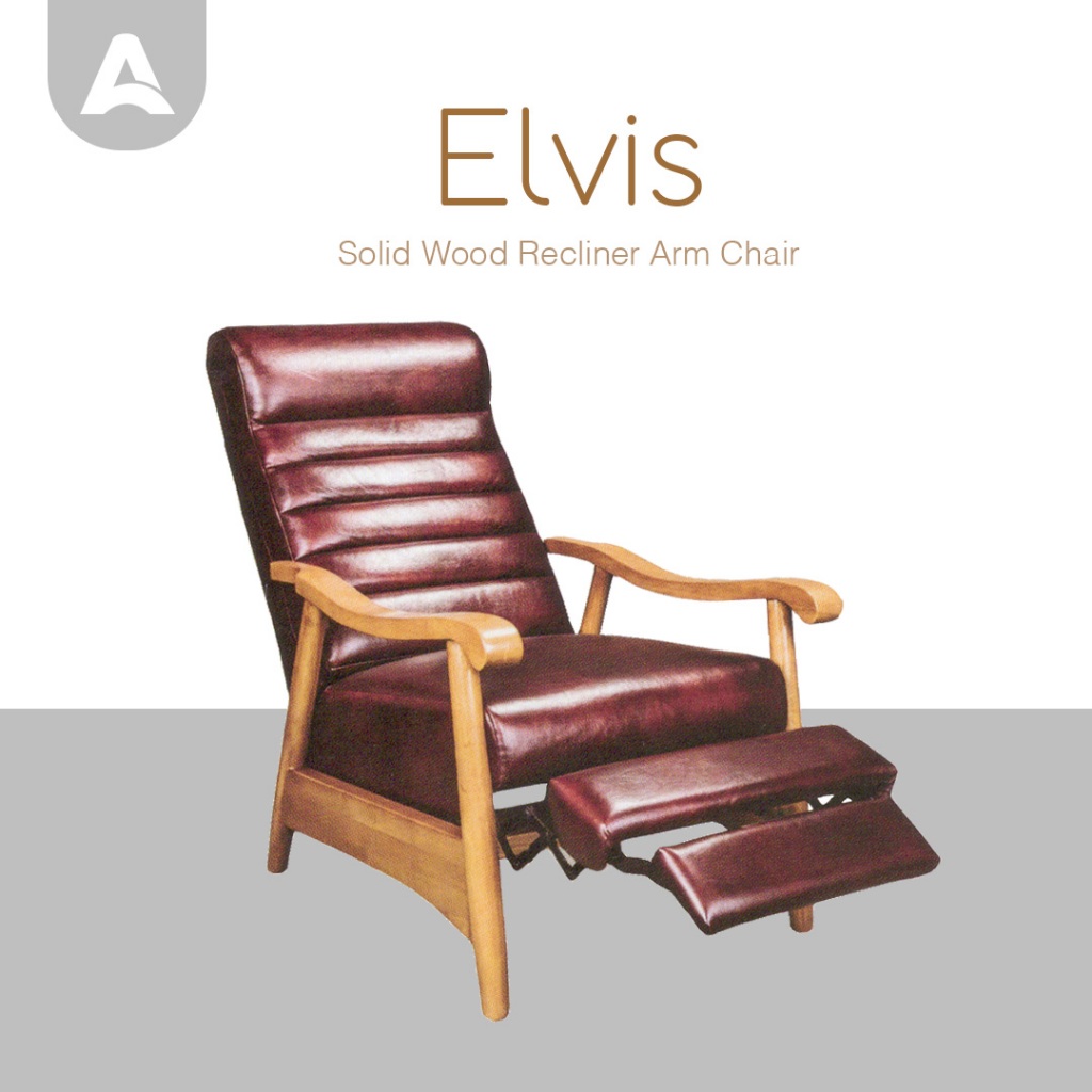 Arturo- Elvis Reclining Push Back Half Leather Arm Chair | Shopee Malaysia