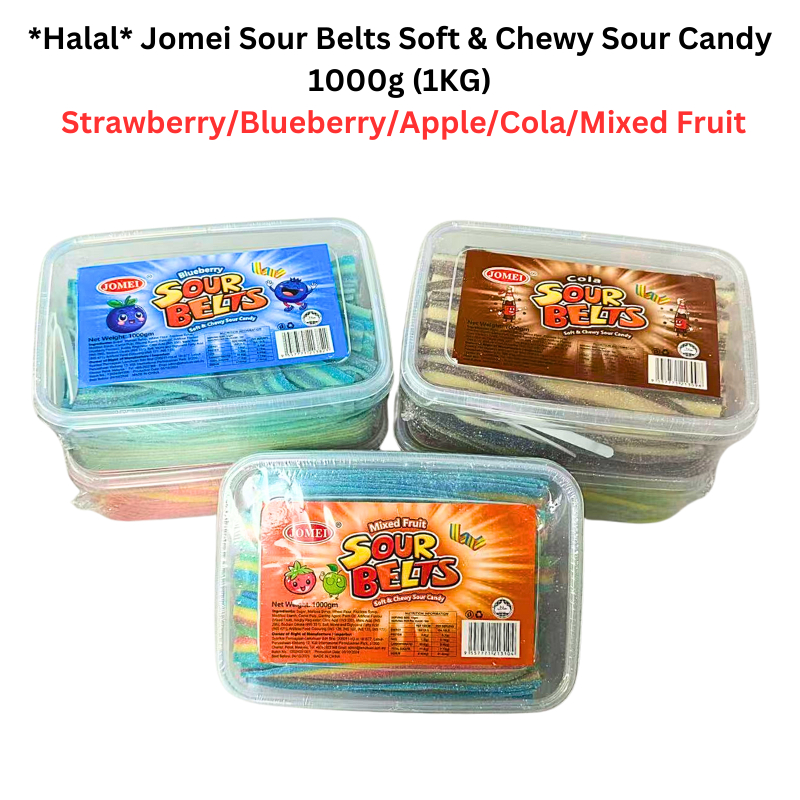 *Halal* Jomei Sour Belts Soft & Chewy Sour Candy 1000g (Strawberry ...