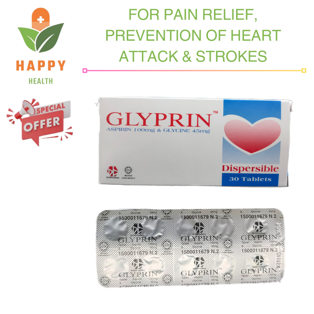 [ Exp 5/2026 ] Glyprin Dispersible ( Aspirin 100mg & Glycine 45mg ...