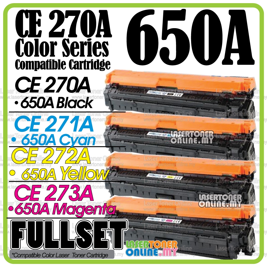 Full Set Compatible to HP 650A CE270A CE271A CE272A CE273A Color CP5525dn CP5225n CP5225xh ...
