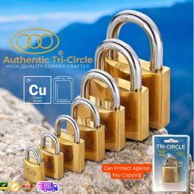 ORI TRI-CIRCLE SOLID BRASS PADLOCK/TRI CIRCLE MANGGA TEMBAGAR/TRI ...