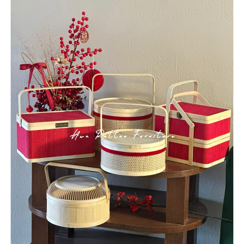 Gift hamper bamboo basket box container storage tiffin Display decor ...