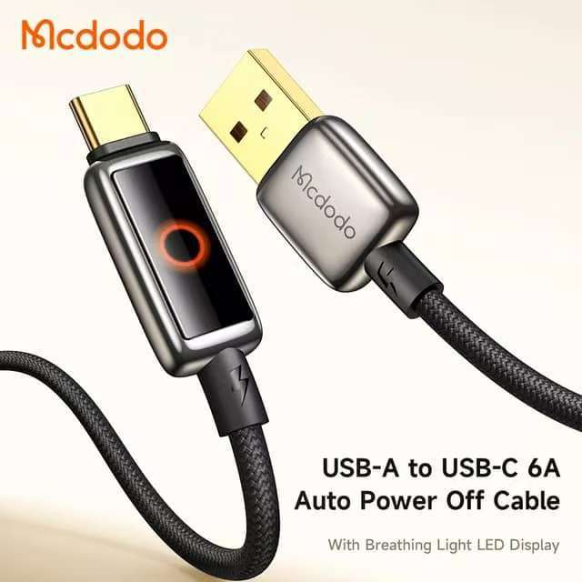 MCDODO CA-665 Auto Power Off 6A USB Data Cable Super Fast Quick Charging LED Breathing Light ...