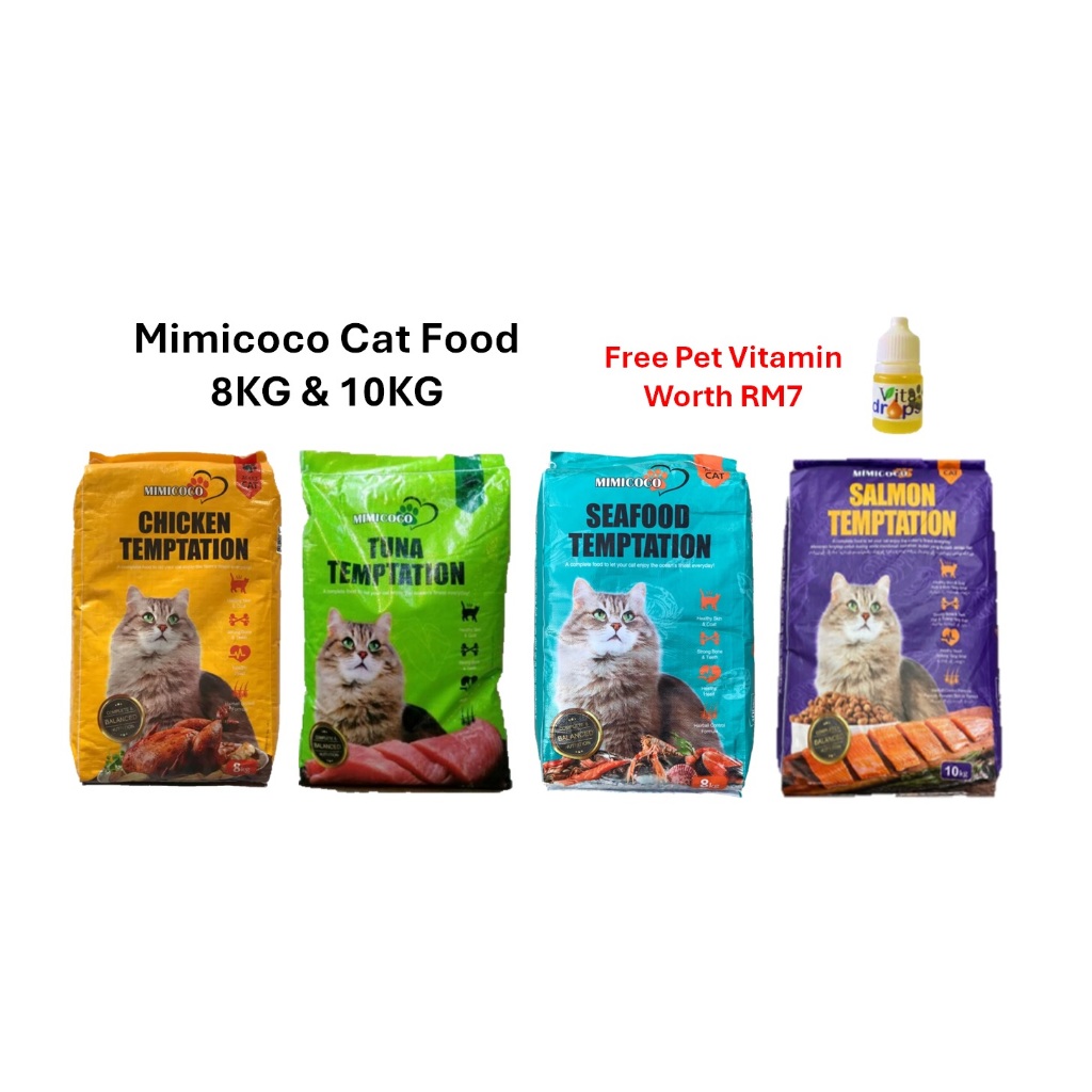 (Free Pet Vitamin) Mimicoco Cat Food 8/10kg Makanan Kucing Temptation ...