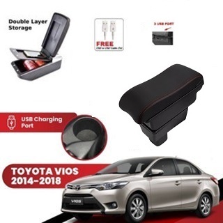 Car Armrest Console Box Toyota Vios 2014-2018 Storage Organizer Red ...