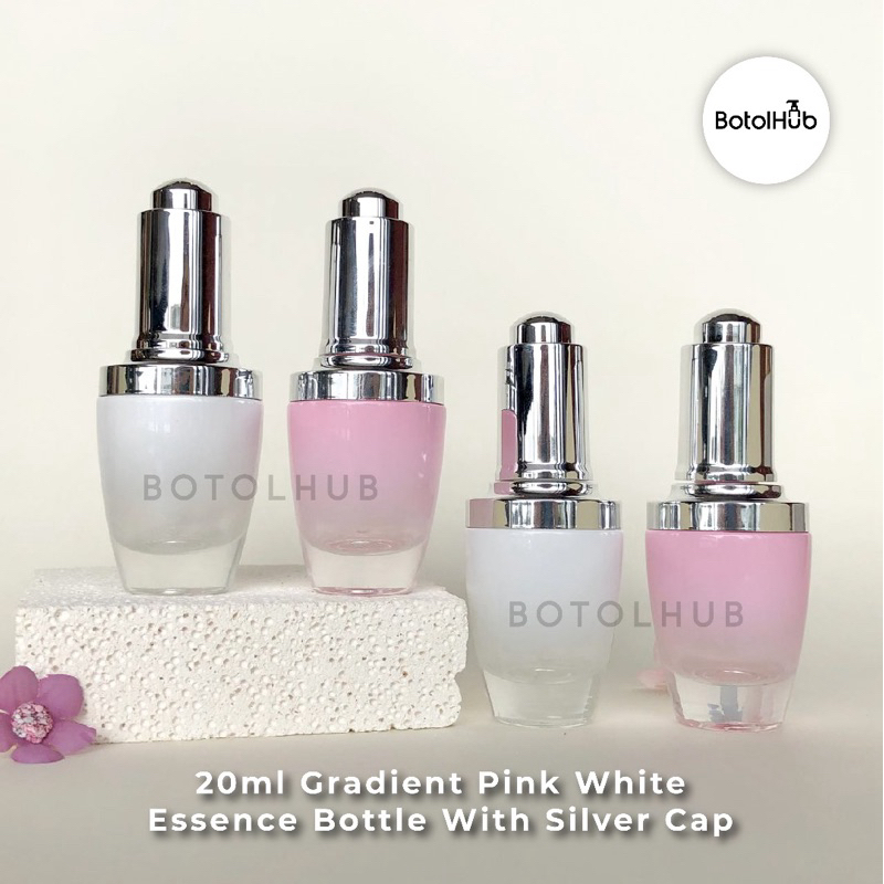 20ml Essence Bottle with Silver Pump - Gradient Pink / White GB134 ...