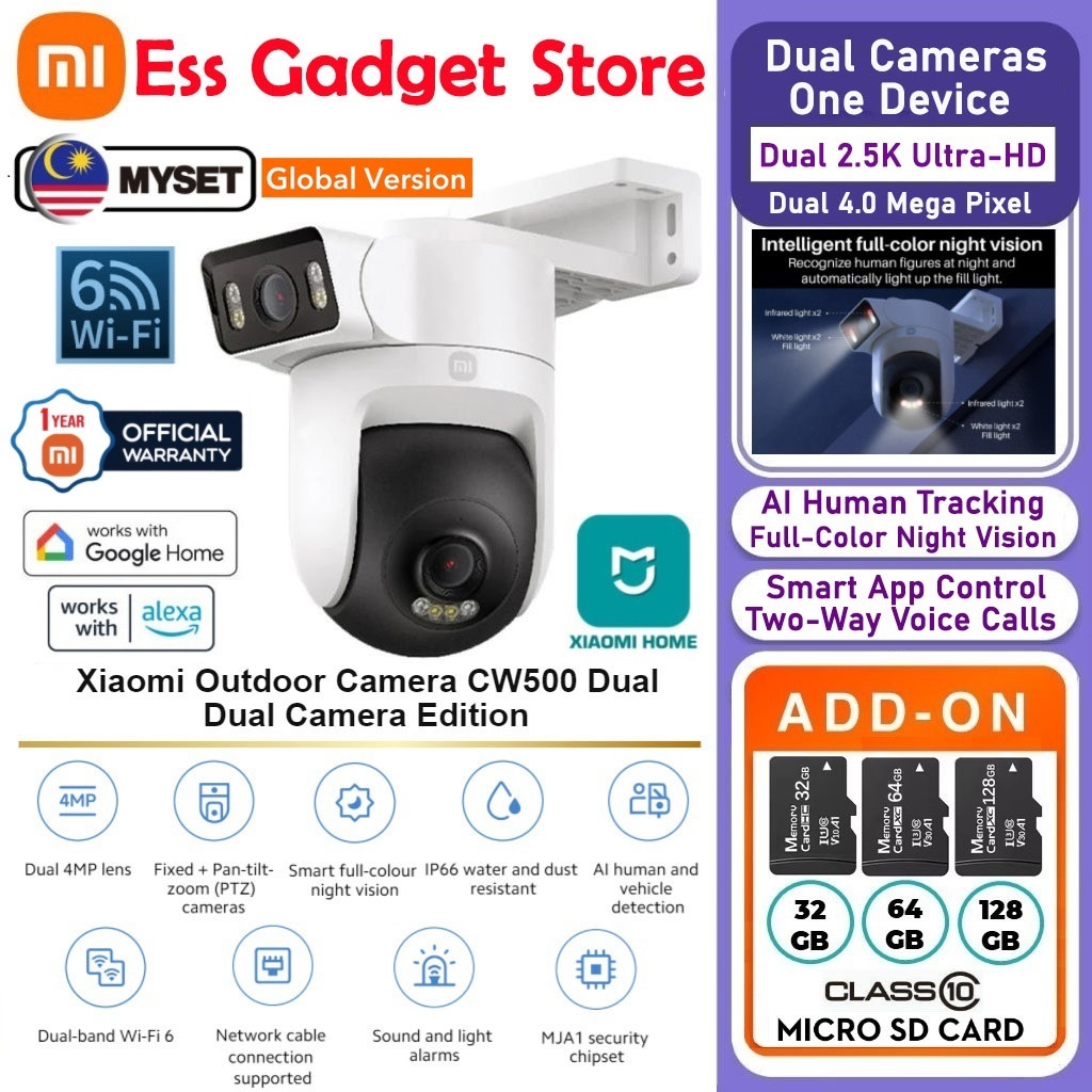 Xiaomi CCTV Outdoor Camera CW500 Dual | 4MP Dual 2.5K Ultra HD | AI ...