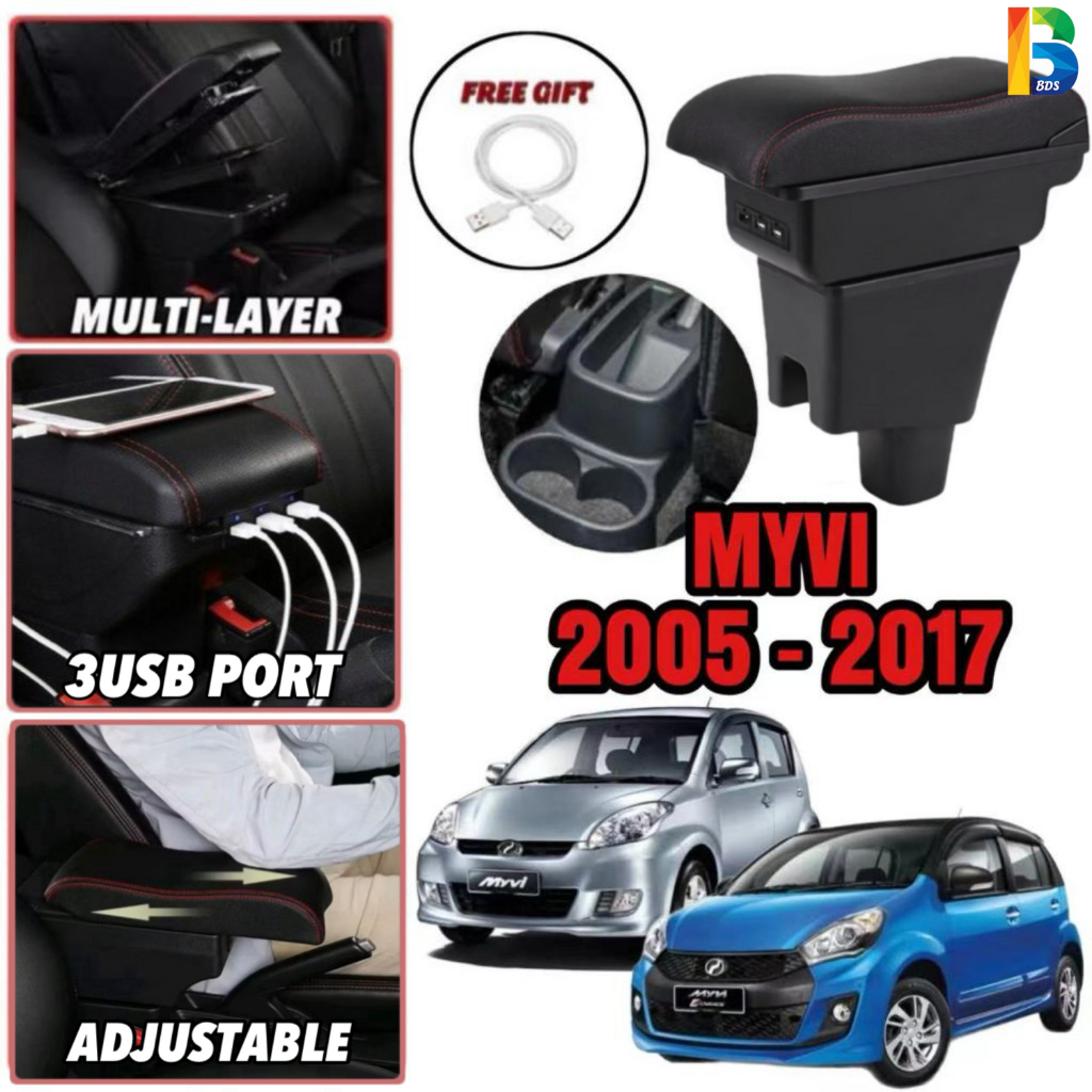 PERODUA MYVI (2005-2017) USB ARMREST Adjustable 3USB Charging Port ...