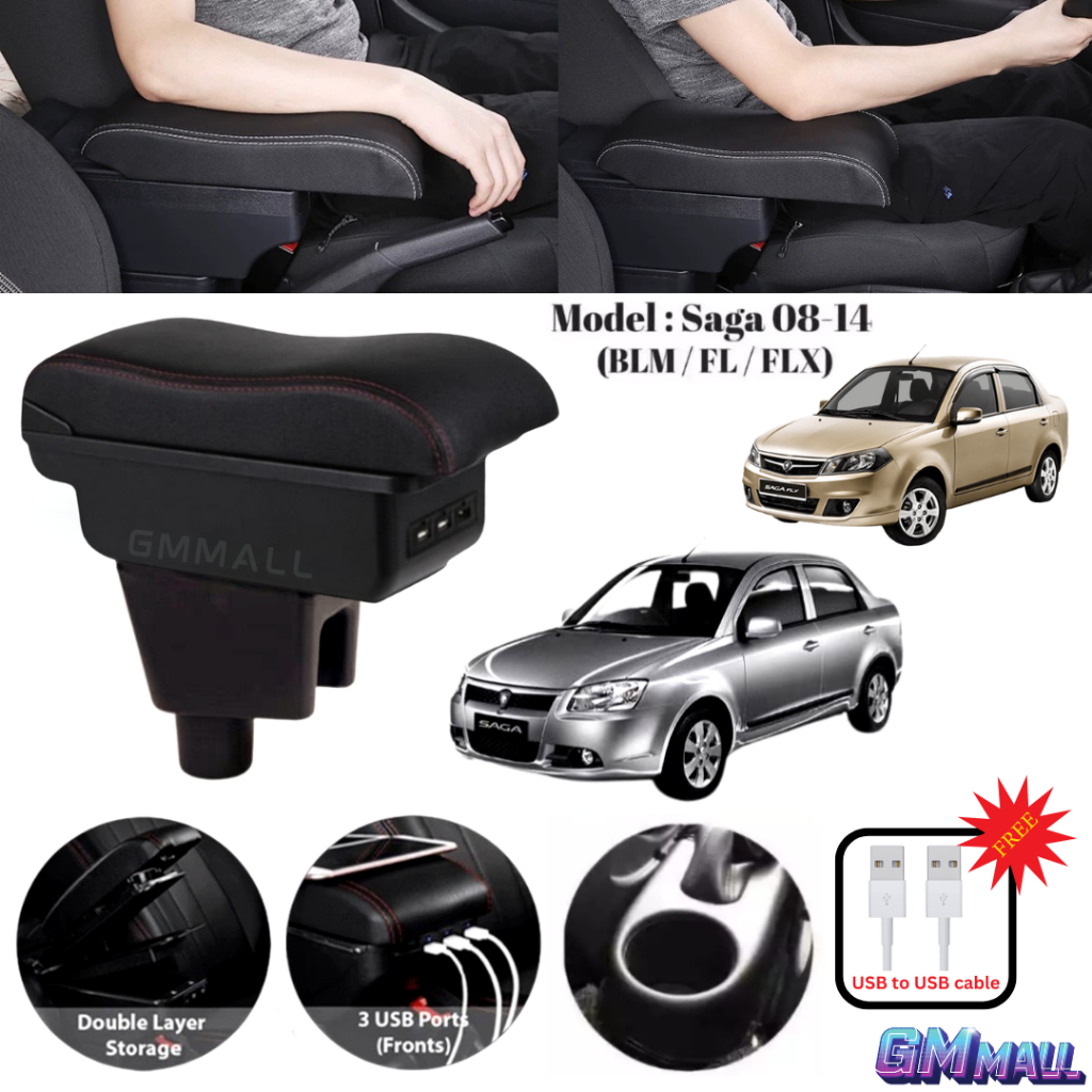 PROTON SAGA BLM FLX USB ARM REST ARMREST TYPE C Phone Charger Cas Fon ...