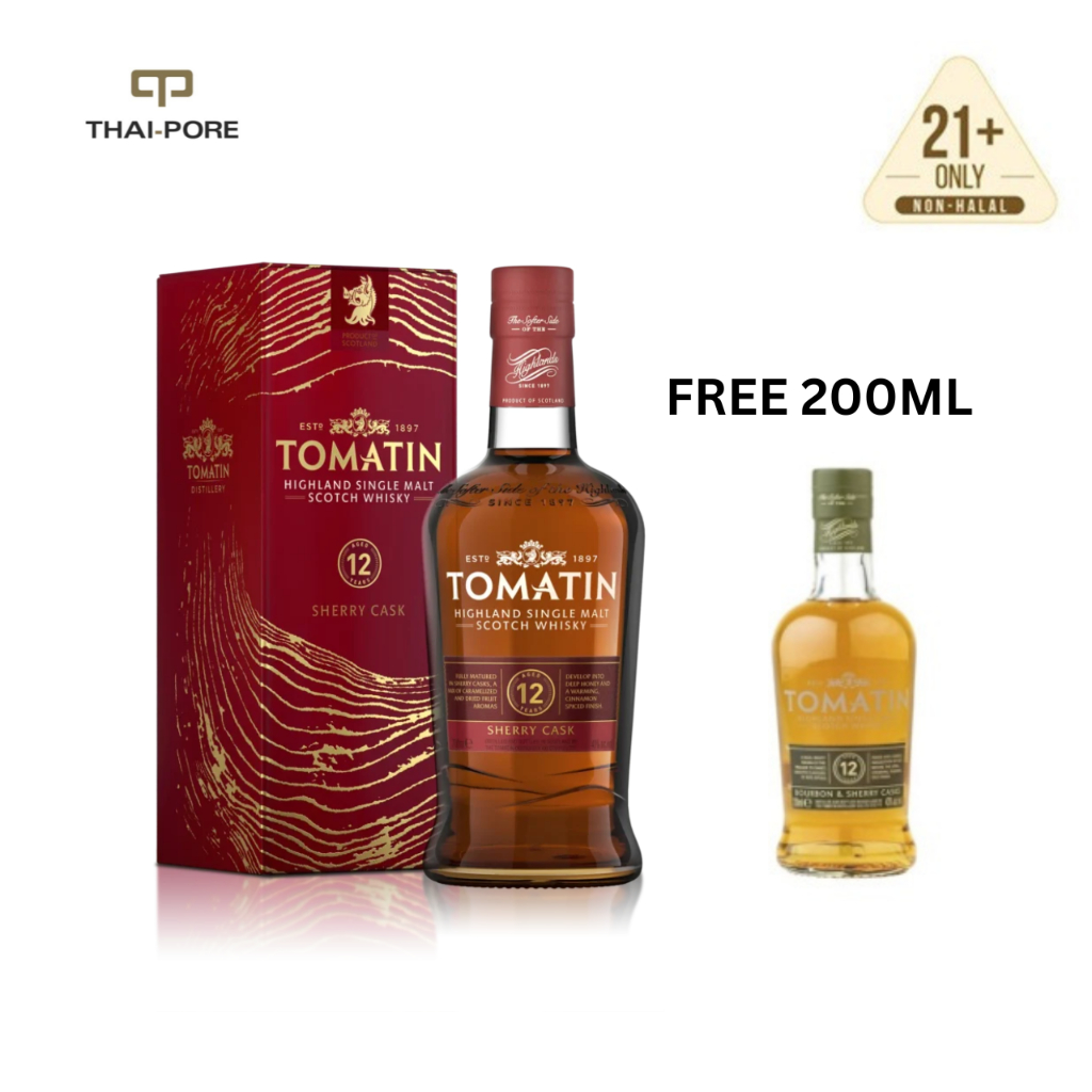 Tomatin 12 Year Old Sherry Cask (700ml) [Free Tomatin 12 Year 200ml ...
