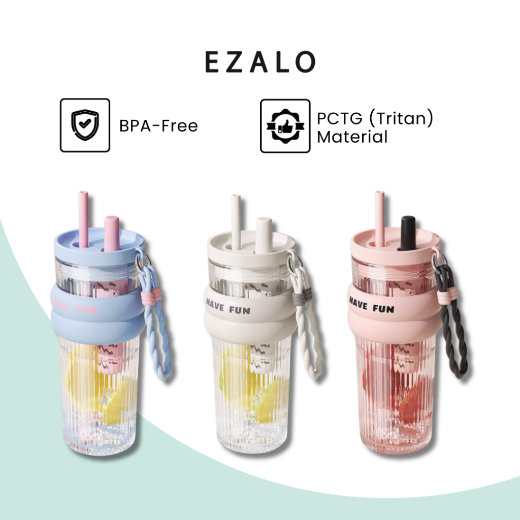 FACE Fun Cup PCTG Transparent Bottle With Straw And Tea Strainer (700ML ...