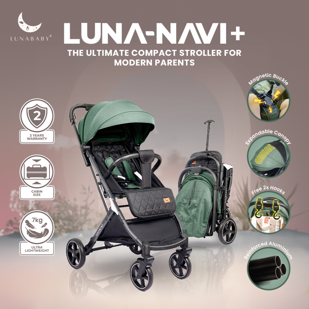 LUNABABY LunaNavi+ Ultra Lightweight All-Terrain Travel Stroller ...