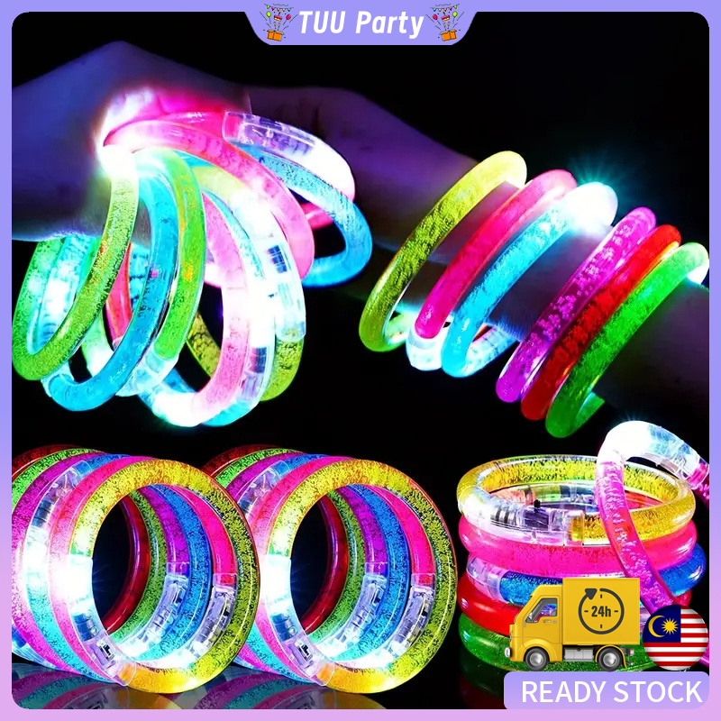 LED Light Up Flashing Party Bracelet/ In The Dark Fluorescence Neon Bangle/ Concert Bars ...