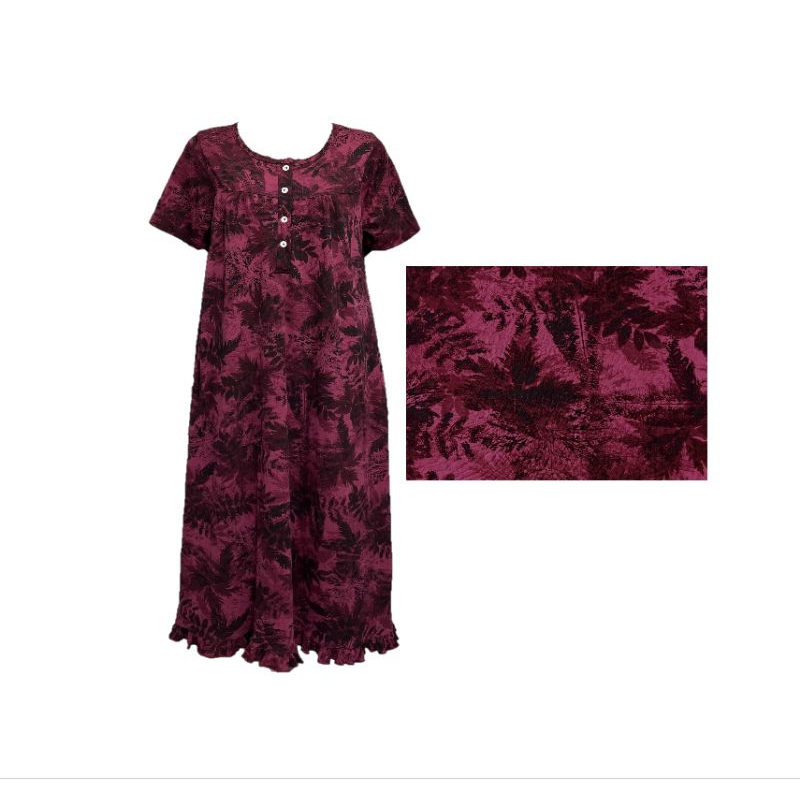 (RNB) Ladies Button Short Sleeve Pajamas Long Dress Sleepwear | Shopee ...