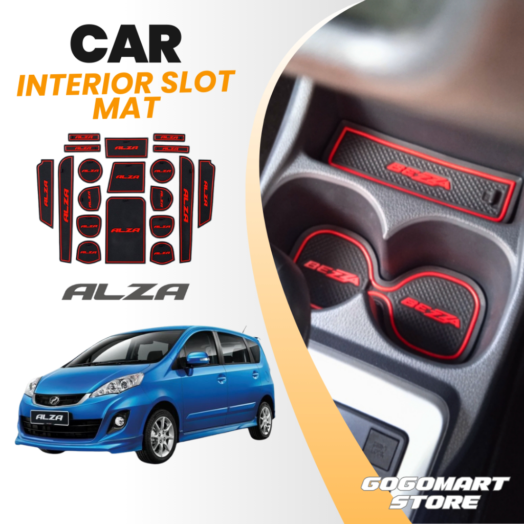 PERODUA ALZA 2009-2021 INTERIOR SLOT MAT RUBBER Magic Mat Karpet Getah ...