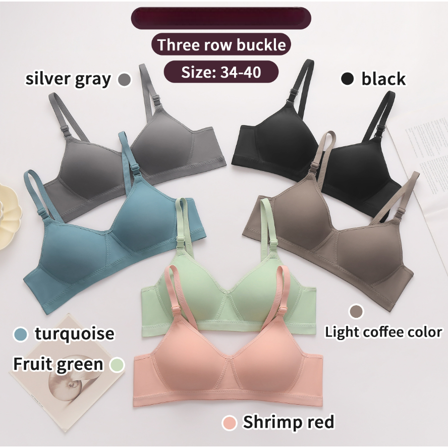 IYAHAN Seamless Comfortable Bra Three-Row Buckle Breathable & Wire-Free Multiple Colors 34-40 ...