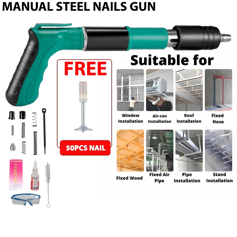 🔥Manual Steel Nails Gun (Free 50 Nails) Concrete Rivet Tool Steel Rivet ...