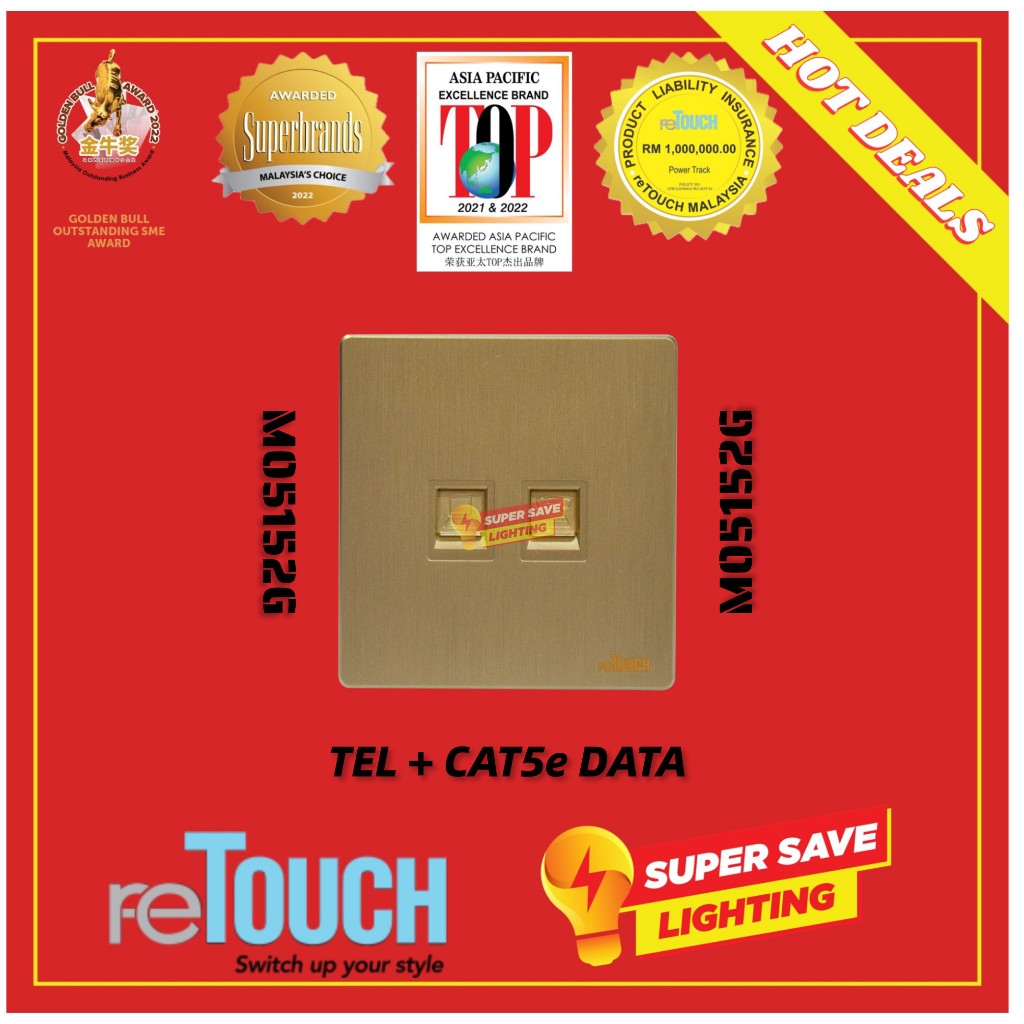 RETOUCH ULTRA RIMLESS SWITCH & SOCKET TEXTURE GOLD | Shopee Malaysia