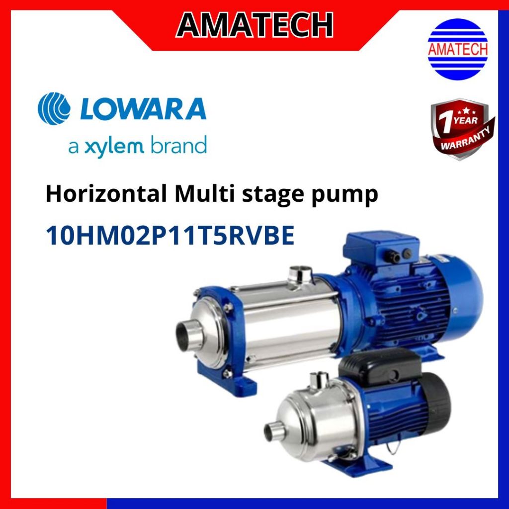 LOWARA e-HM Stainless Steel non-self-priming end-suction horizontal multistage high pressure ...