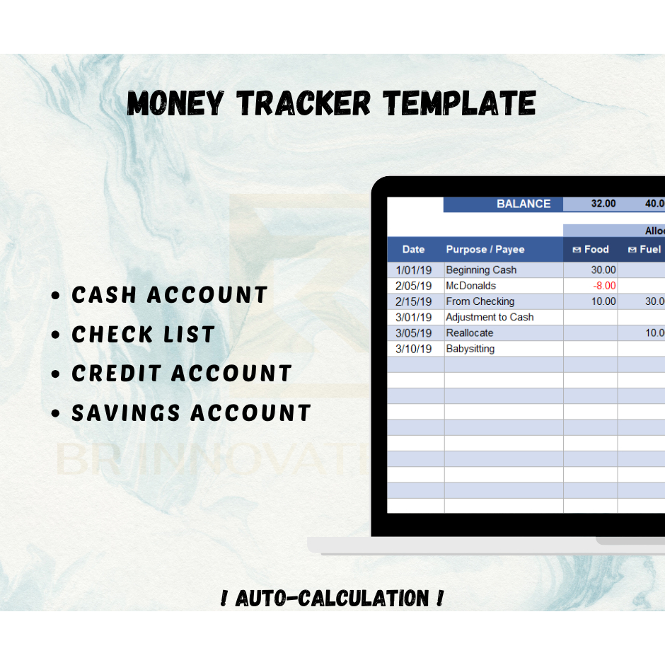MONEY TRACKER Template | Excel | Auto Calculation | Shopee Malaysia