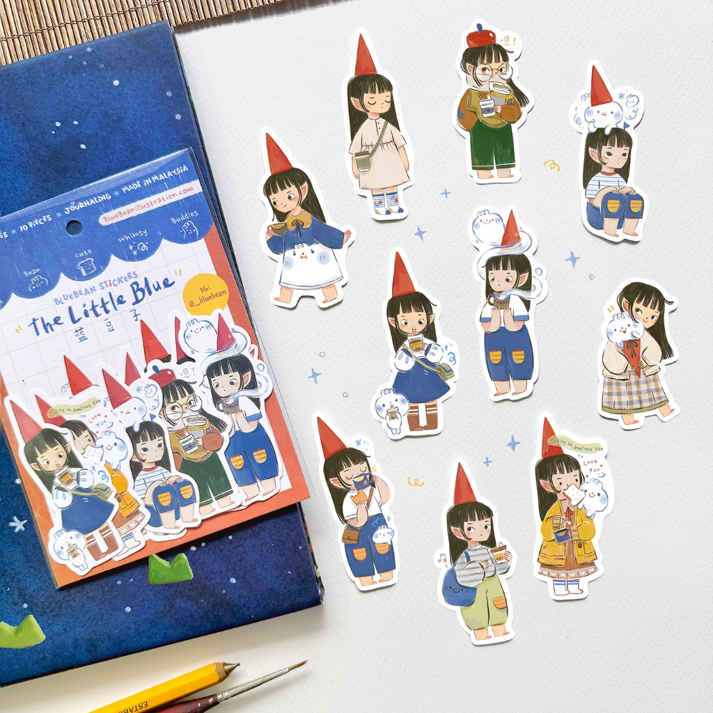 BlueBean 蓝豆 The Little Blue Sticker Pack | Shopee Malaysia