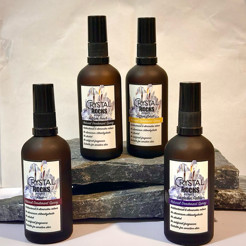 Crystal Rocks Natural Deodorant Spray/Tawas Spray with Essential Oils ...