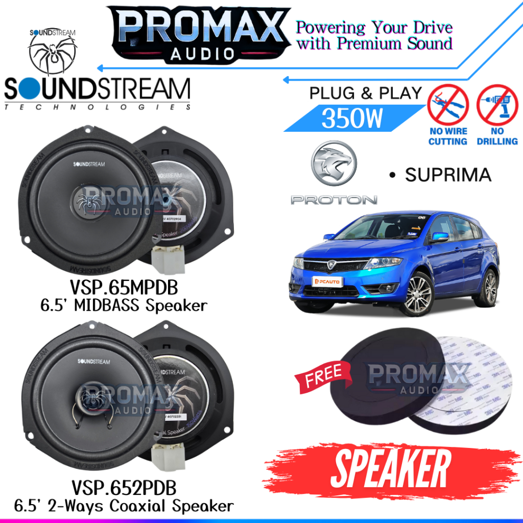 PROTON SUPRIMA | SOUNDSTREAM VSP Black Series 350W Plug & Play MIDBASS ...