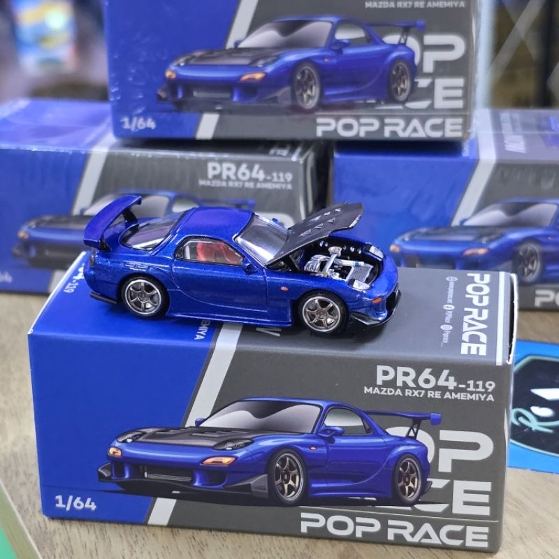 POP RACE MAZDA RX7 RE AMEMIYA BLUE OPEN HOOD SCALE 1/64 | Shopee Malaysia