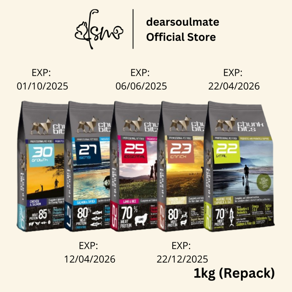 Chunk Bits Chunkbits Dog Food 1kg (Repack) - Sensi 27 | Essential 25 ...