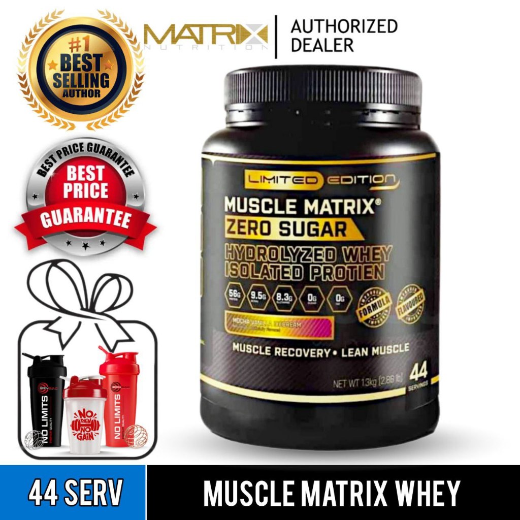 Free Shaker | Muscle Matrix Whey Protein Zero Sugar Hydrolyzed 1.3kg 44 ...