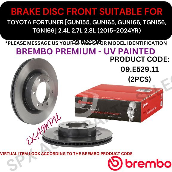 BREMBO GENUINE DISC BRAKE ROTOR (FRONT) FOR TOYOTA FORTUNER [GUN155 ...