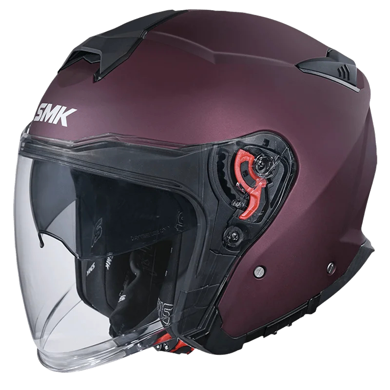 N1 OPEN FACE HELMET SMK GTJ S01 WITH CLEAR VISOR WINE RED MA300 ...