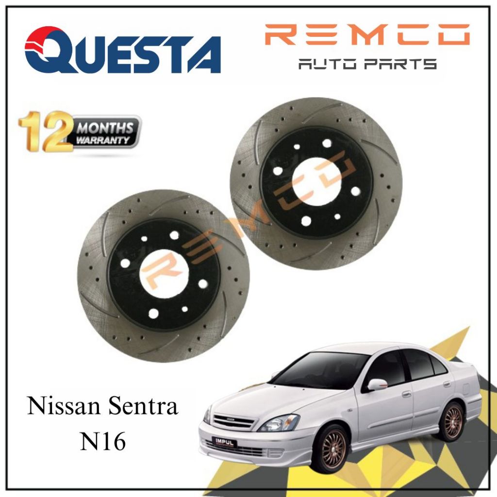 NISSAN SENTRA N16 ( "00-"12 ) - QUESTA FRONT BRAKE DISC ROTOR (COATED ...