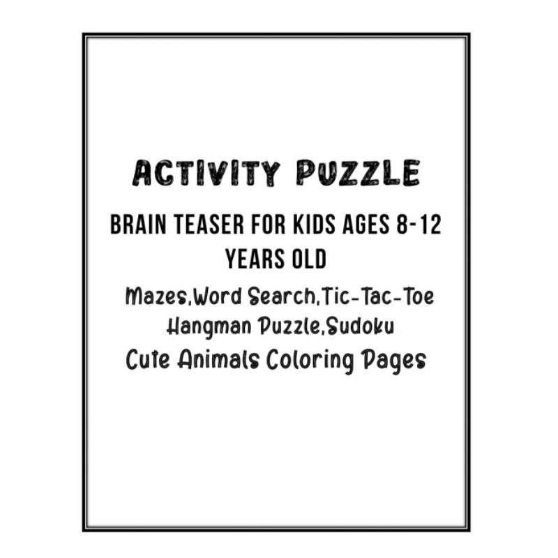 Puzzle Kids Activity Maze, Sudoku, Tic Tac Toe, Word search Softcopy ...