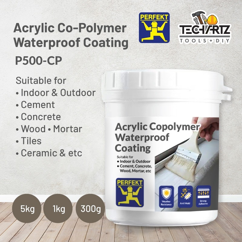 PERFEKT 300G 1KG Acrylic Co-Polymer Waterproof Coating P500-CP Outdoor & Indoor Acrylic ...