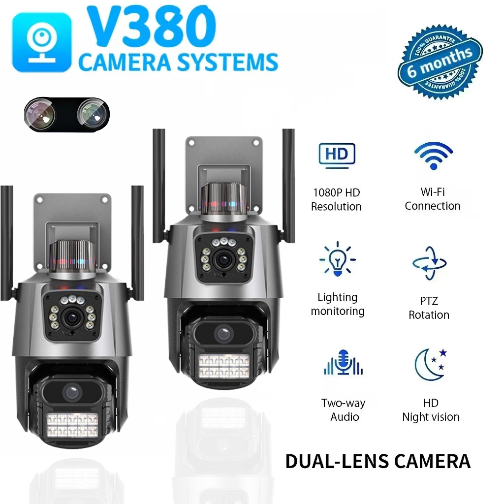 V380 PRO Outdoor HD 8MP 4K Dual Lens WiFi IP Security Camera Night ...