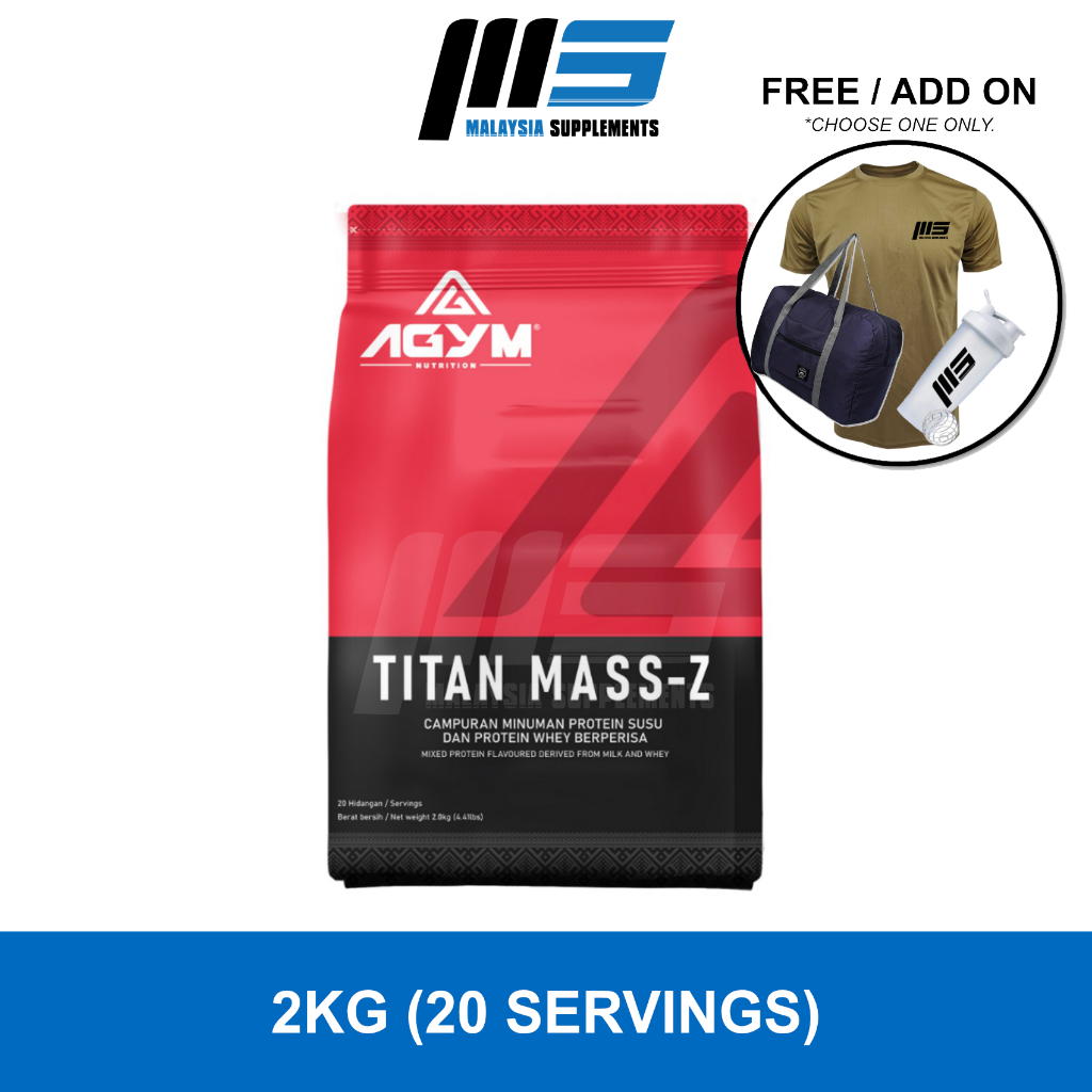 Agym Nutrition Titan Mass, 2kg [FREE GIFT] - HALAL Weight Gainer, USN ...