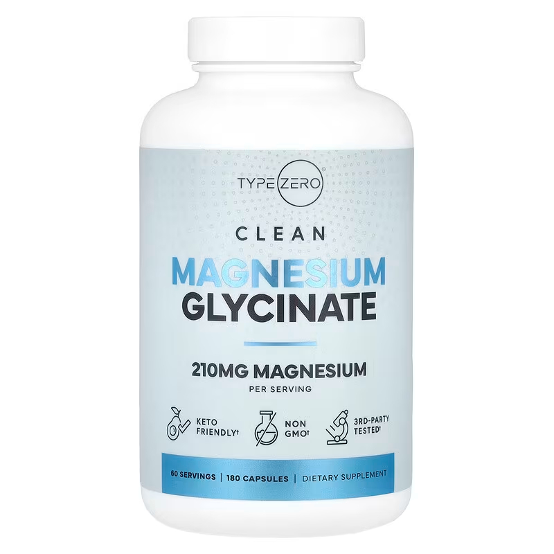 TypeZero, Clean, Magnesium Glycinate, 210 mg , 180 Capsules (70 mg per ...