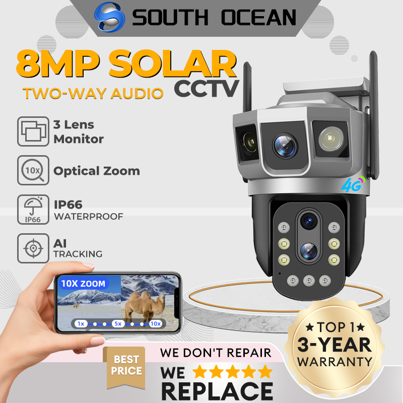 South Ocean 8MP CCTV 10x Zoom IP66 Waterproof Wireless Outdoor Three ...