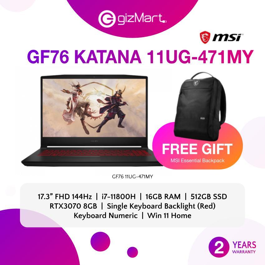 MSI GF76 Katana 11UG-471MY Gaming Laptop (I7-11800H/16GB 3200MHZ(8+8 ...