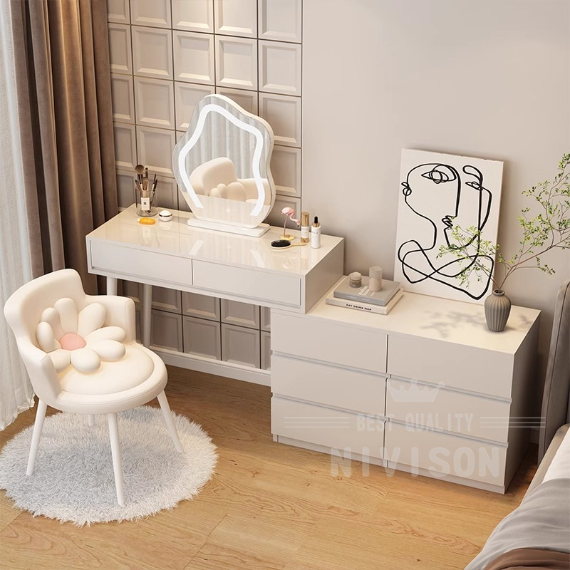 NIVISON Dressing Table With Drawer Makeup Table With Drawer Storage ...