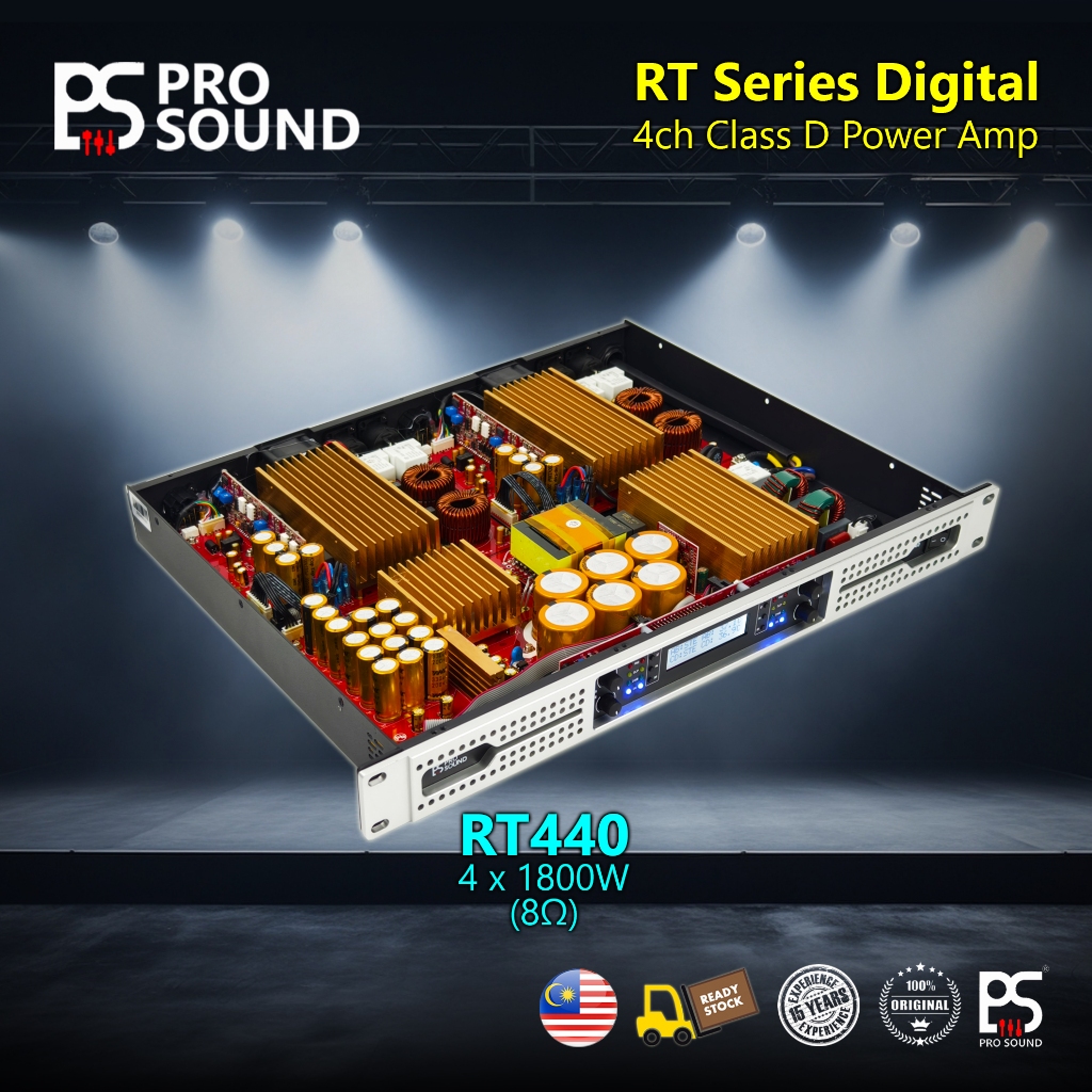 PS Pro Sound RT440 4 channel Digital Power Amplifier Professional Stage ...