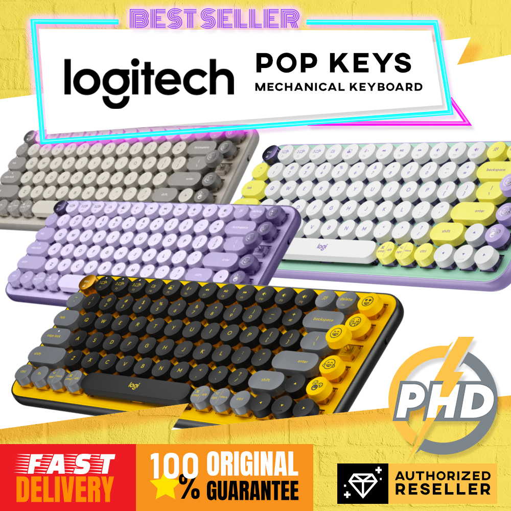 Logitech Pop Keys Mechanical Wireless Keyboard with Customizable Emoji ...