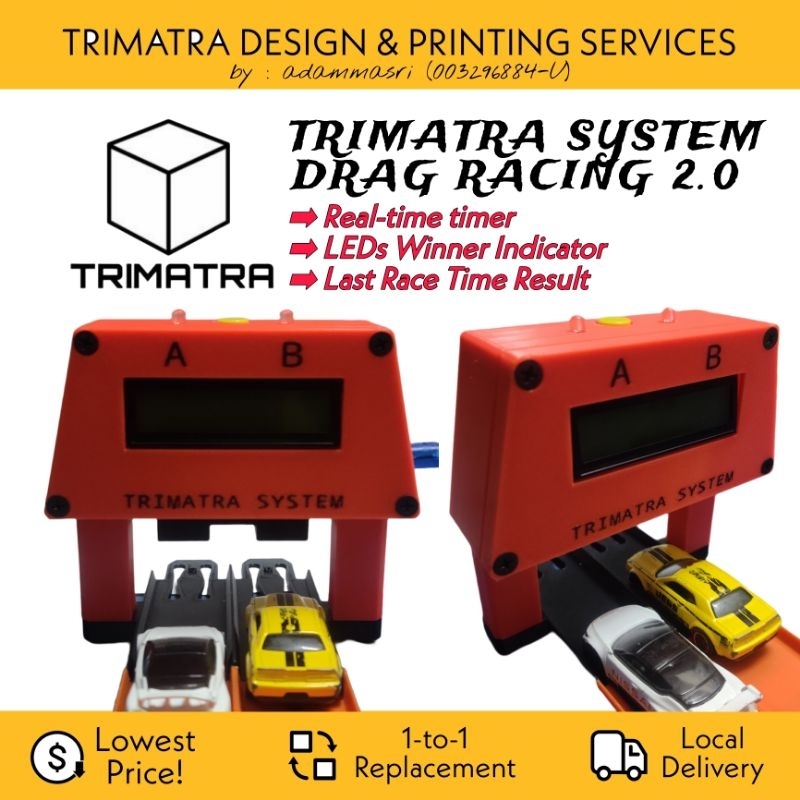 TRIMATRA SYSTEM Drag Racing V2.0 Electronic Finish Gate with Timer for ...